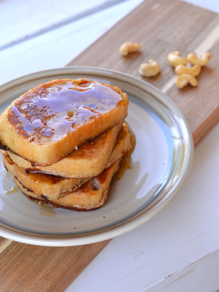 Easy Eggless French Toast with Sourdough Bread - Simple Nourished Home